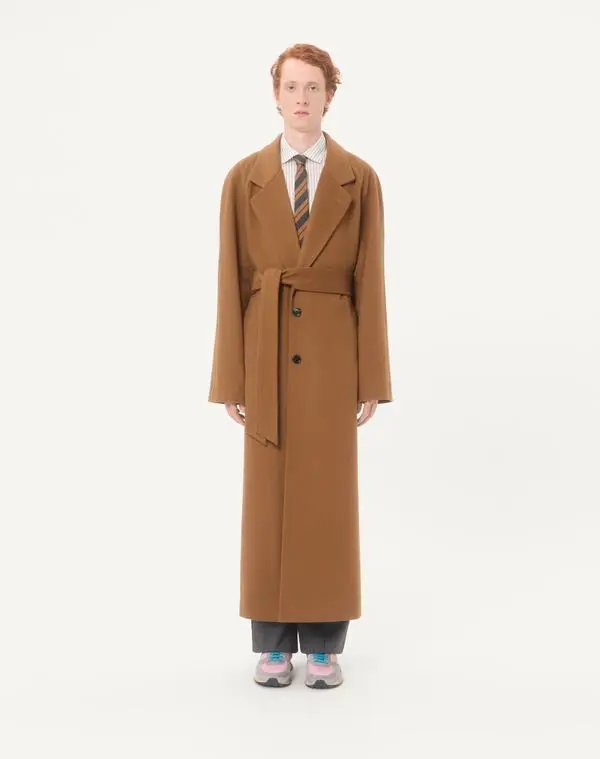 Valentino Garavani Light Wool Drap Coat With Belt