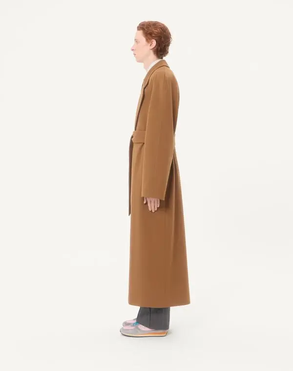 Valentino Garavani Light Wool Drap Coat With Belt