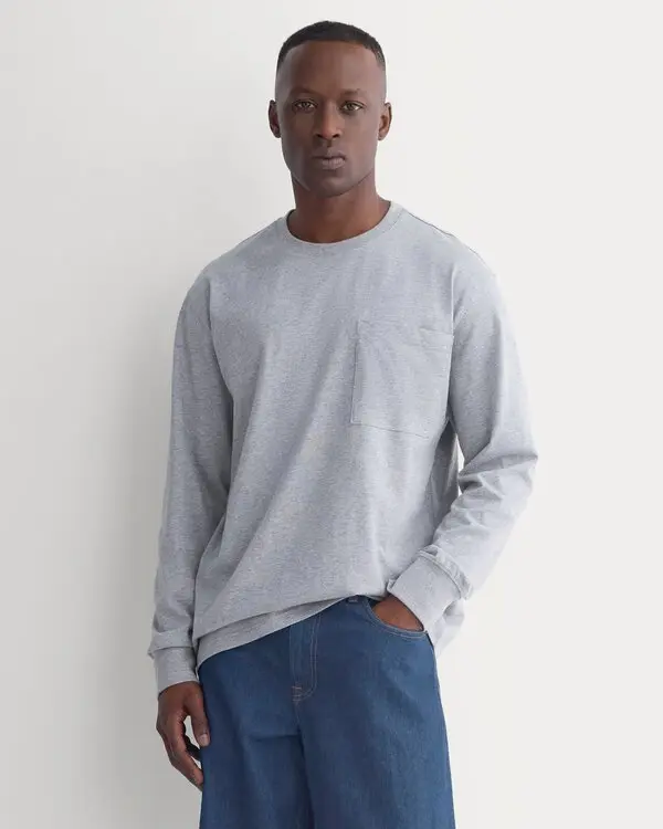 Everlane Forever Jersey Premium Long Sleeve Tshirt - Heathered Grey