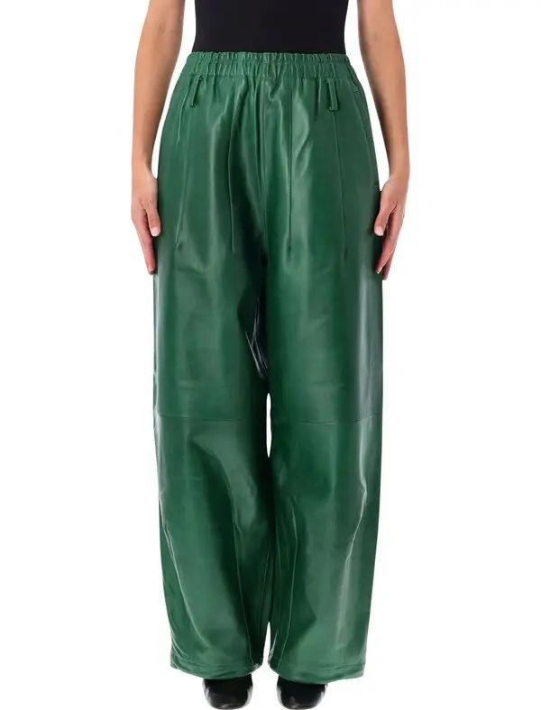 THE FRANKIE SHOP Leather Wide-leg Pants - Verde