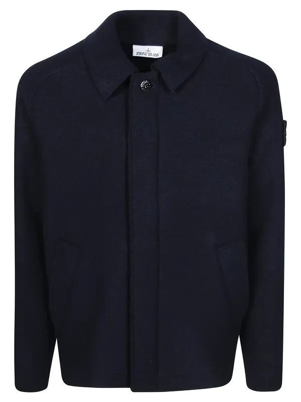Stone Island Stone-inspired Cardigan With Textured Knit - Blu