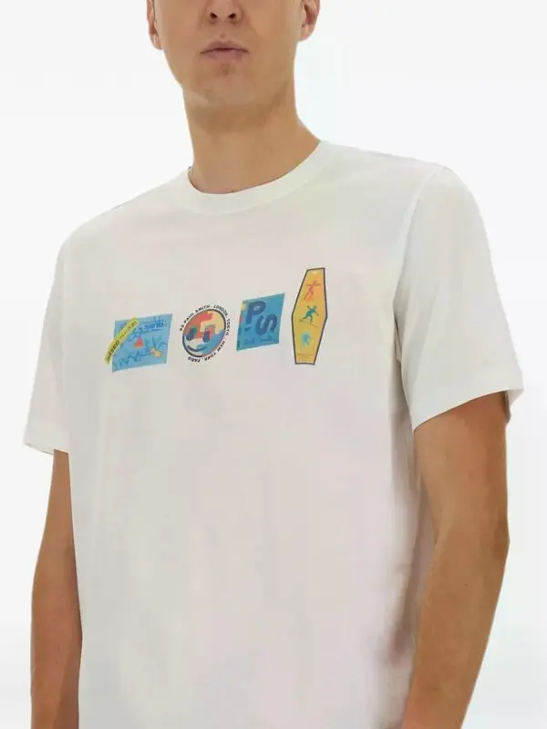 Paul Smith Stickers-print Cotton T-shirt - White