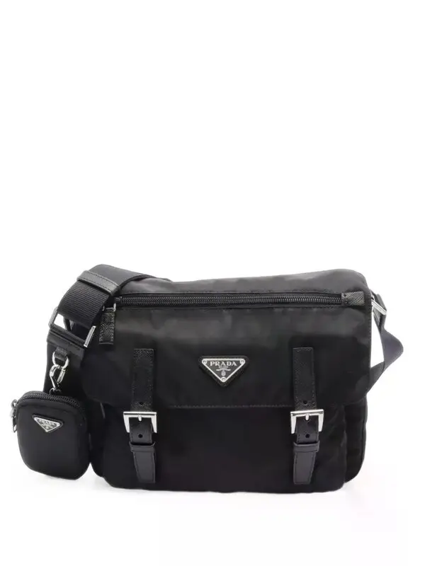 Prada Vela Saffiano Leather Shoulder Bag