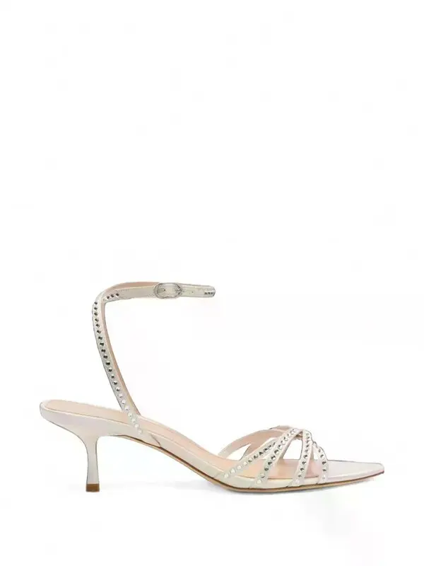 STUART WEITZMAN Carlyle Crystal-embellished Satin Sandals - White