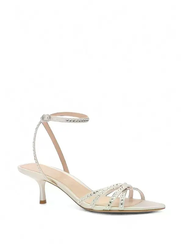 STUART WEITZMAN Carlyle Crystal-embellished Satin Sandals