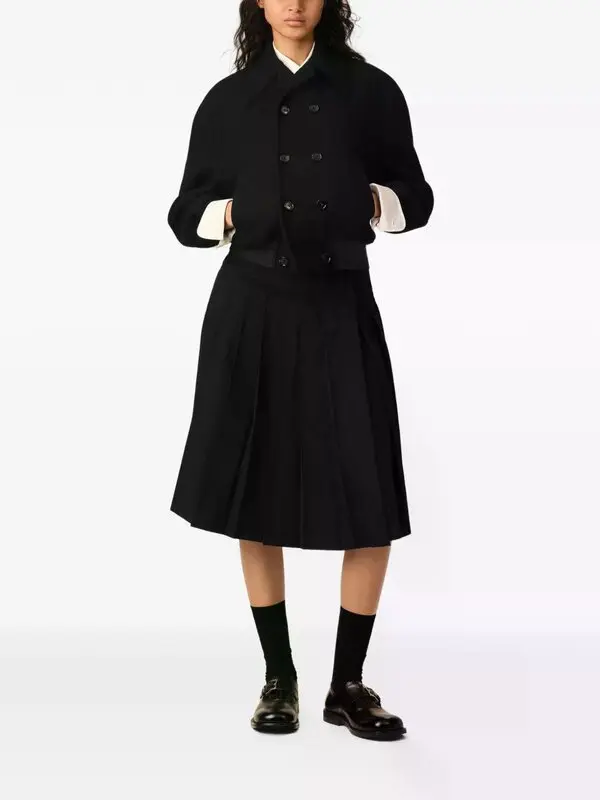 AMI Paris Short Double Breasted Wool Bomber - Black