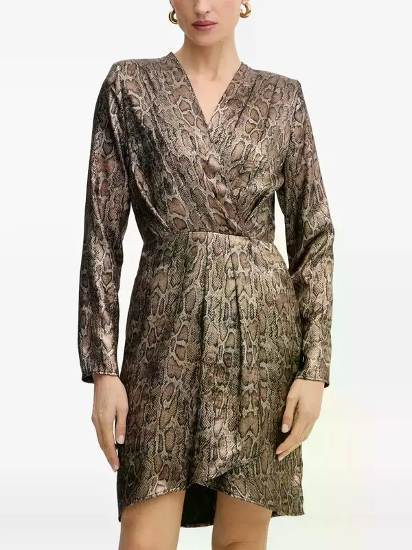 MORGAN Snake-print Wrap-style Mini Dress