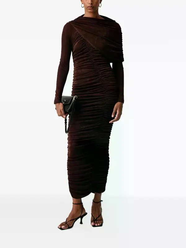 Bardot Ruched Draped-detail Dress