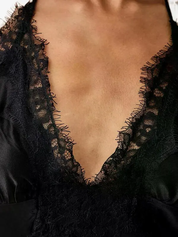 Bardot Lace-trim Asymmetric Dress