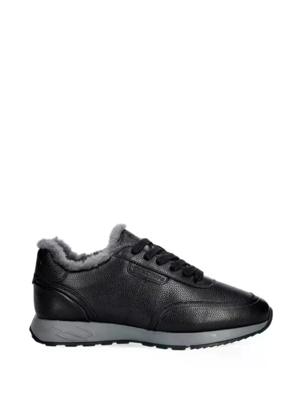 BALDININI Shearling-lined Grained Leather Sneakers - Black