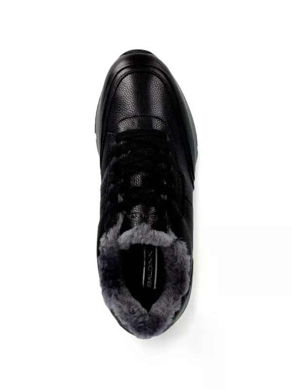BALDININI Shearling-lined Grained Leather Sneakers