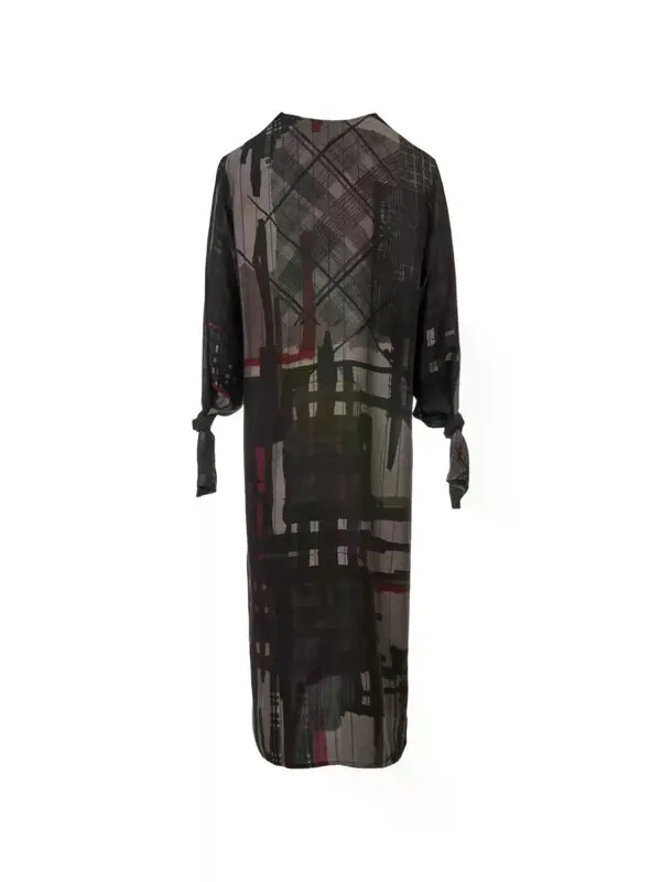 Y’s Abstract-print Tie-detail Midi Dress