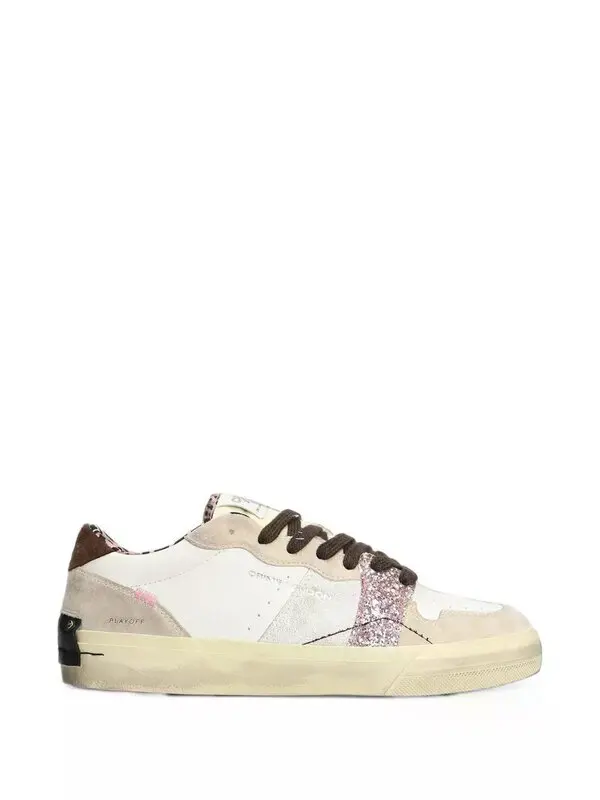 CRIME LONDON Playoff Glitter-panel Leopard-print Sneakers