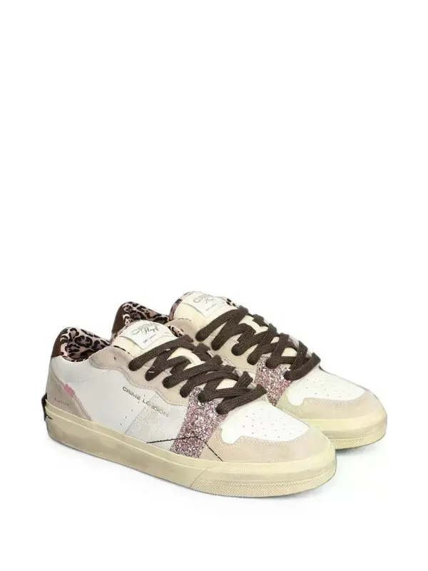 CRIME LONDON Playoff Glitter-panel Leopard-print Sneakers