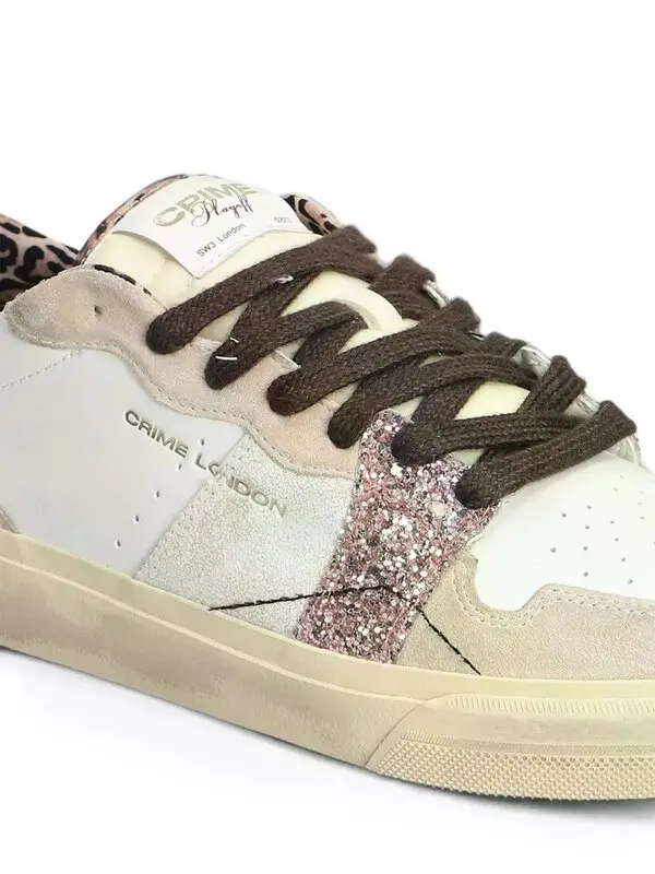 CRIME LONDON Playoff Glitter-panel Leopard-print Sneakers