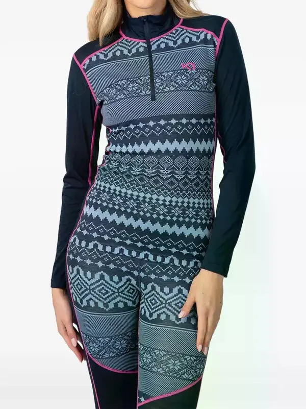 Kari Traa Live Half Zip Fair Isle-patterned Base Layer - Blue