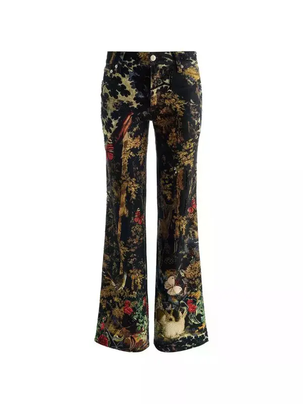 Alice + Olivia Roxie Embroidered Embellished Jeans - Black