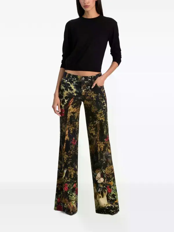 Alice + Olivia Roxie Embroidered Embellished Jeans