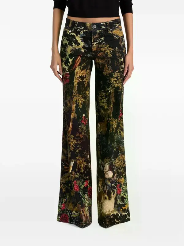 Alice + Olivia Roxie Embroidered Embellished Jeans