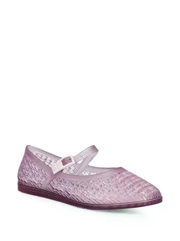 Melissa Harper Woven-effect Buckle-fastening Ballet Flats - Pink