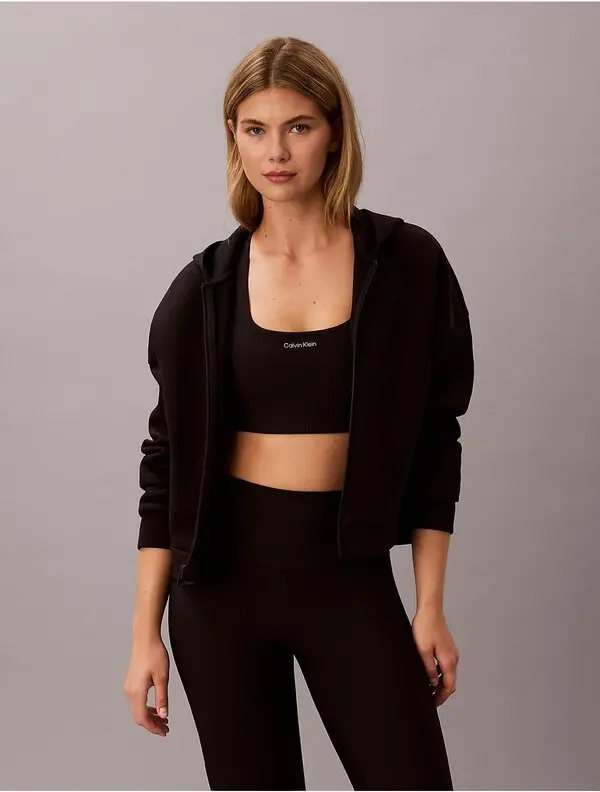 Calvin Klein Soft Sport Rib Medium Impact Sports Bra - Black