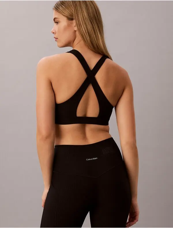 Calvin Klein Soft Sport Rib Medium Impact Sports Bra - Black