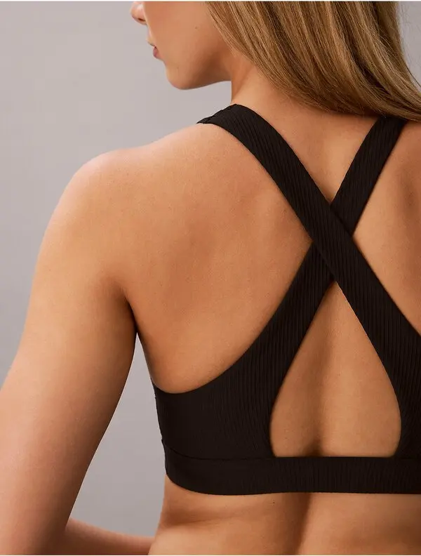 Calvin Klein Soft Sport Rib Medium Impact Sports Bra - Black