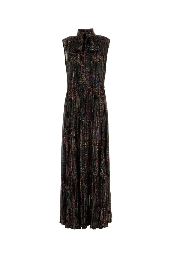 Saint Laurent Silk-blend Long Dress - Printed