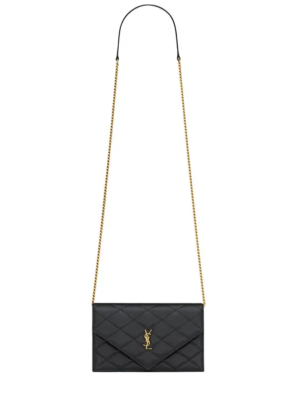 Saint Laurent Mini Quilted Leather Crossbody Bag With Cassandre Detail, 13 Cm X 20 Cm X 5 Cm - Nero
