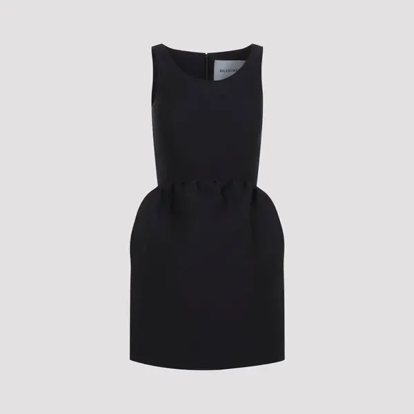 Balenciaga Wool-silk Bell Mini Dress For - Black