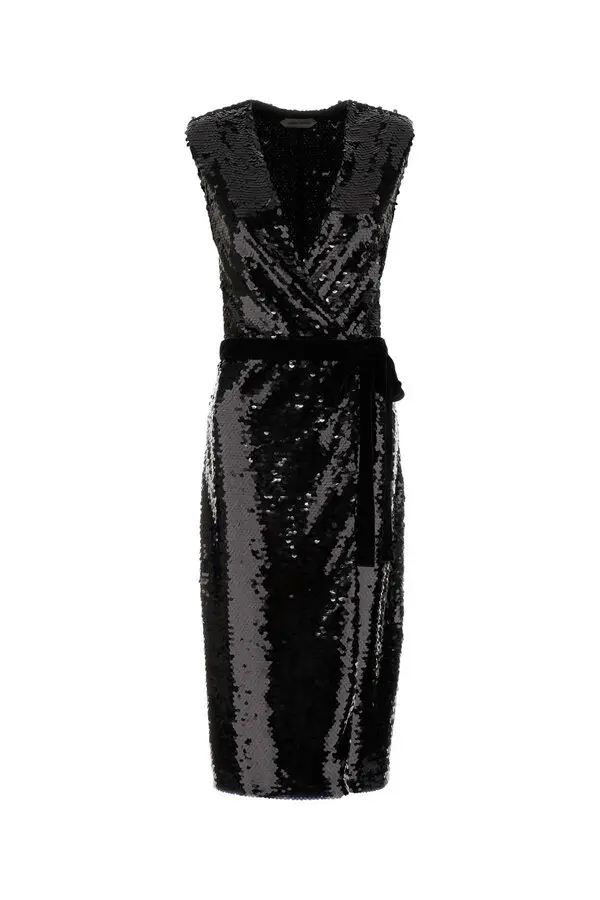 Alberta Ferretti Embellished Crepe Dress For - Black