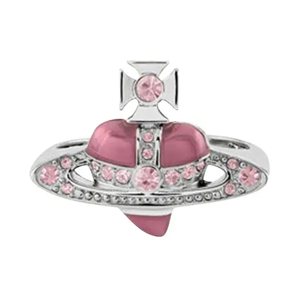VIVIENNE WESTWOOD New Diamante Heart Ring 'crystal/light Rose