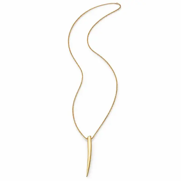 HEATHER HAWKINS Long Skinny Horn Pendant Necklace - Gold