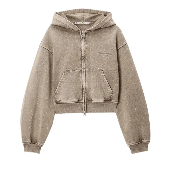 Alexander Wang Allover Hotfix Zip-up Hoodie 'fallen Rock