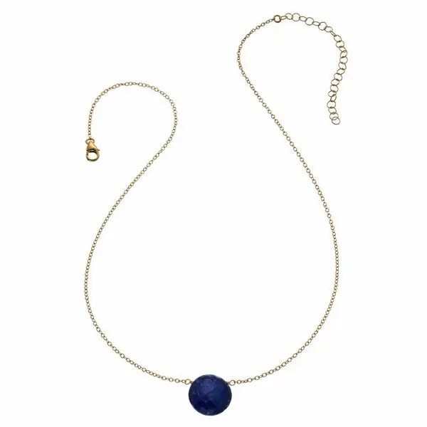HEATHER HAWKINS Faceted Layering Coin Gemstone Necklace Lapis Lazuli September Birthstone Gold-filled - Blue