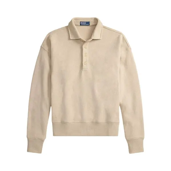 Polo Ralph Lauren Long Sleeve Sueded Heritage Rib Knit Cut Sew Polo 'expedition Dune Heather - Grey