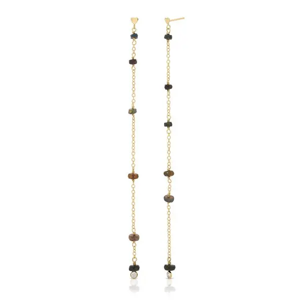 HEATHER HAWKINS Black / Green A Moment Apart Earrings Black Ethiopian Opal Gold-filled - Black/green