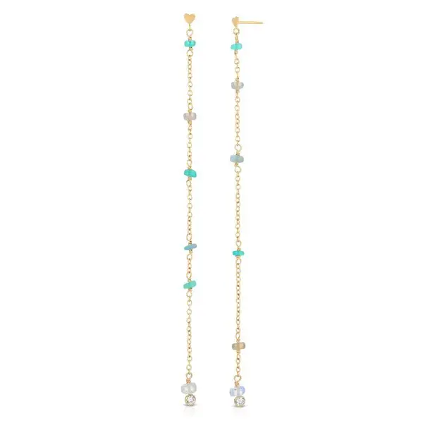HEATHER HAWKINS A Moment Apart Duster Earrings Ethiopian Opal Gold-filled - Blue