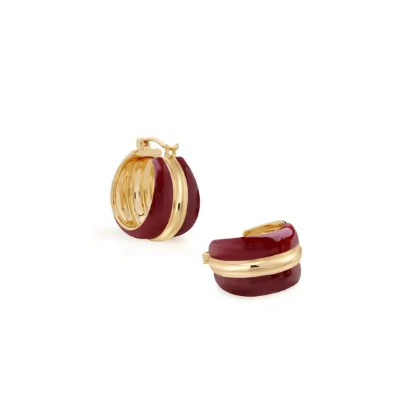 RETRO CHIC Red / Gold Ostuni Red Hoop Earrings