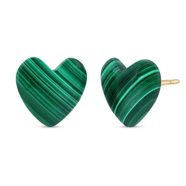 HEATHER HAWKINS Oversized Malachite Heart Stud Earrings Gold-filled - Green