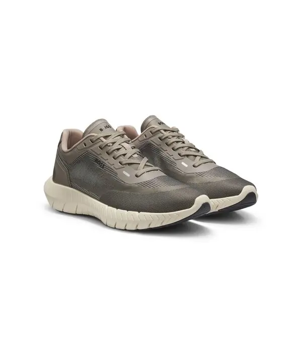 BOSS Motion Lace-up Sneakers In Woven Jacquard