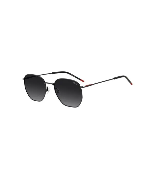 Hugo Matte-black Sunglasses In Stainless Steel With Red Details