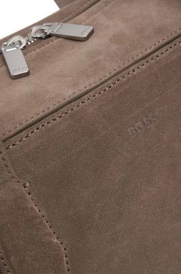 BOSS Suede Duffel Bag With Emed Logo