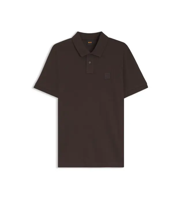 BOSS Stretch-cotton Slim-fit Polo Shirt With Logo Patch - Dark Brown