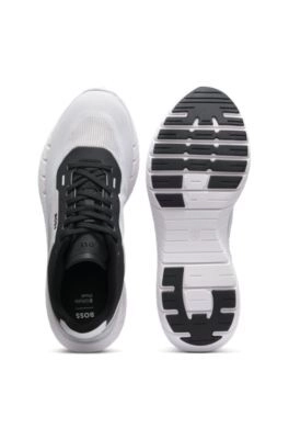 BOSS Motion Lace-up Sneakers In Woven Jacquard