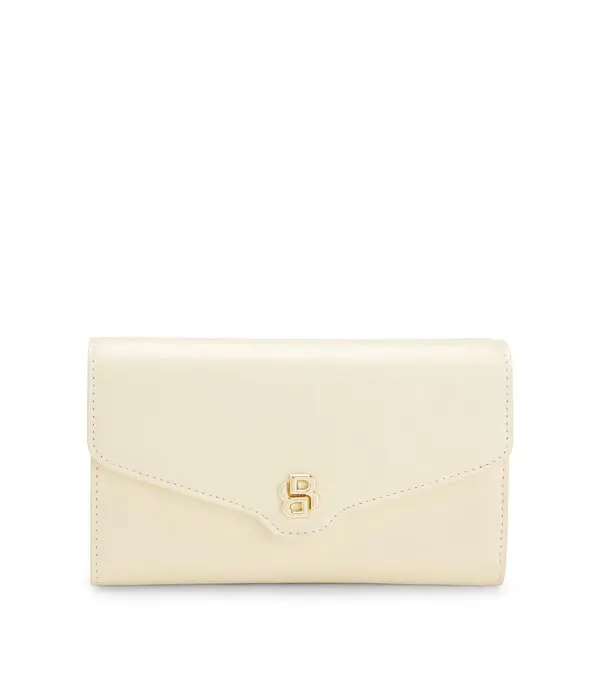 BOSS Leather Clutch Bag With Double B Monogram Hardware