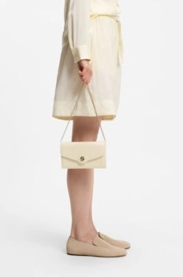 BOSS Leather Clutch Bag With Double B Monogram Hardware