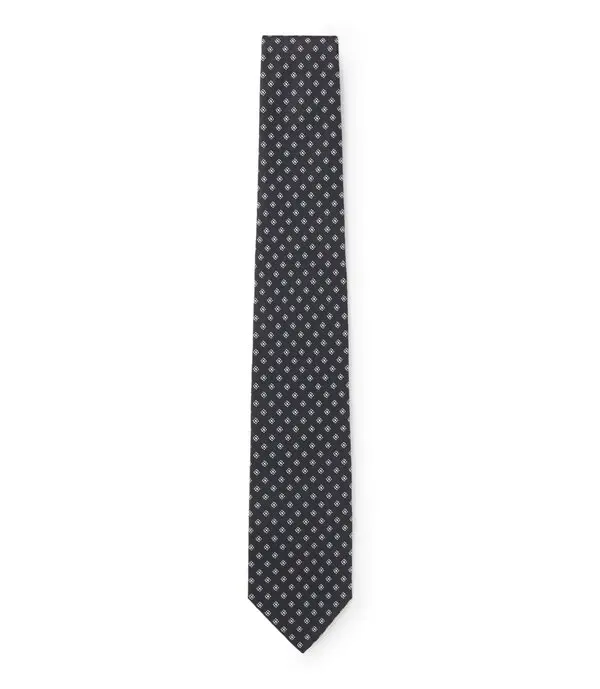 BOSS One Patterned Silk-jacquard Tie - Dark Blue