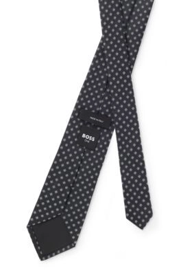 BOSS One Patterned Silk-jacquard Tie - Dark Blue