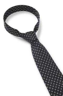 BOSS One Patterned Silk-jacquard Tie - Dark Blue